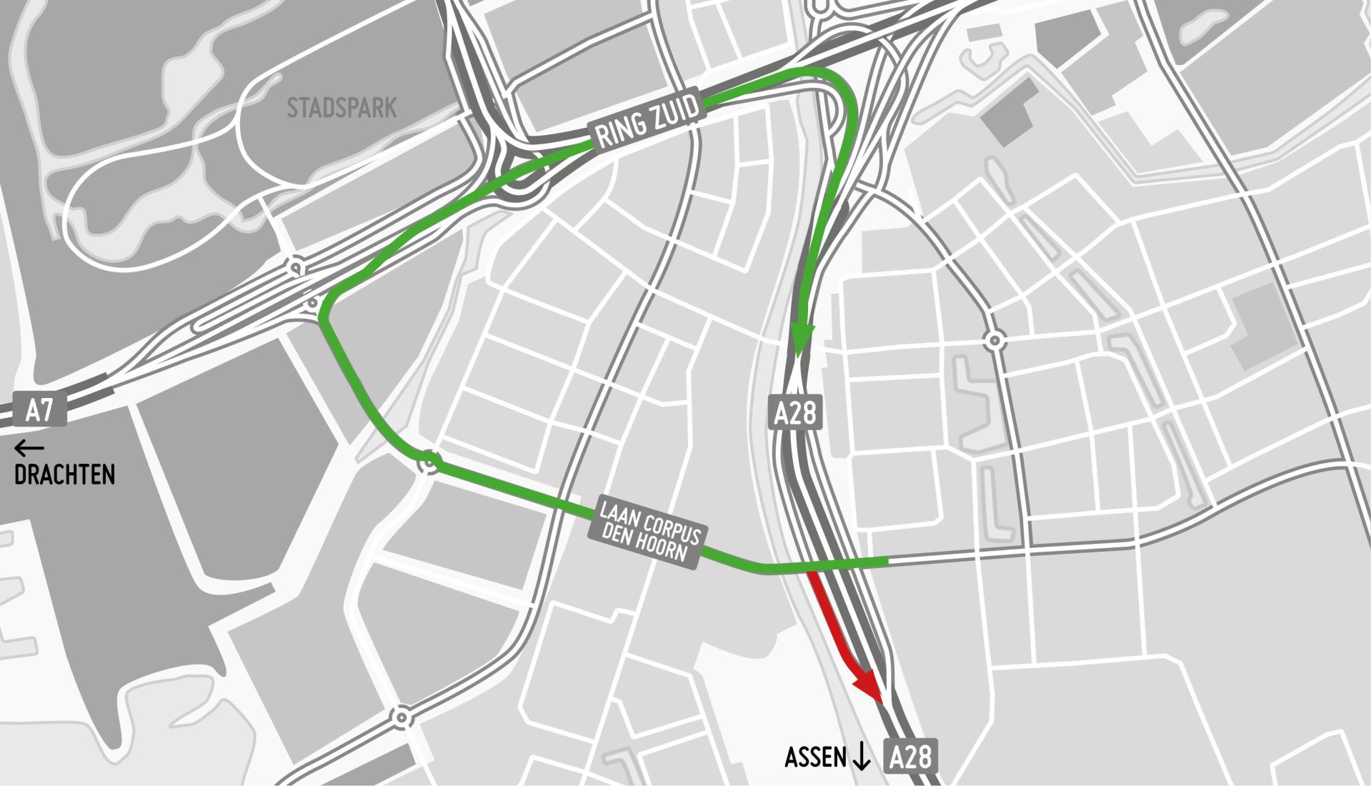 Toerit Groningen-Zuid richting Assen weekend dicht › Groningen Bereikbaar